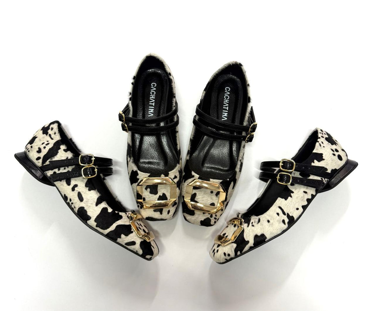 BALETA KARLY - PRINT VACA X BAMBIE NEGRO - BALETA - CALZADO CACHATINA ...